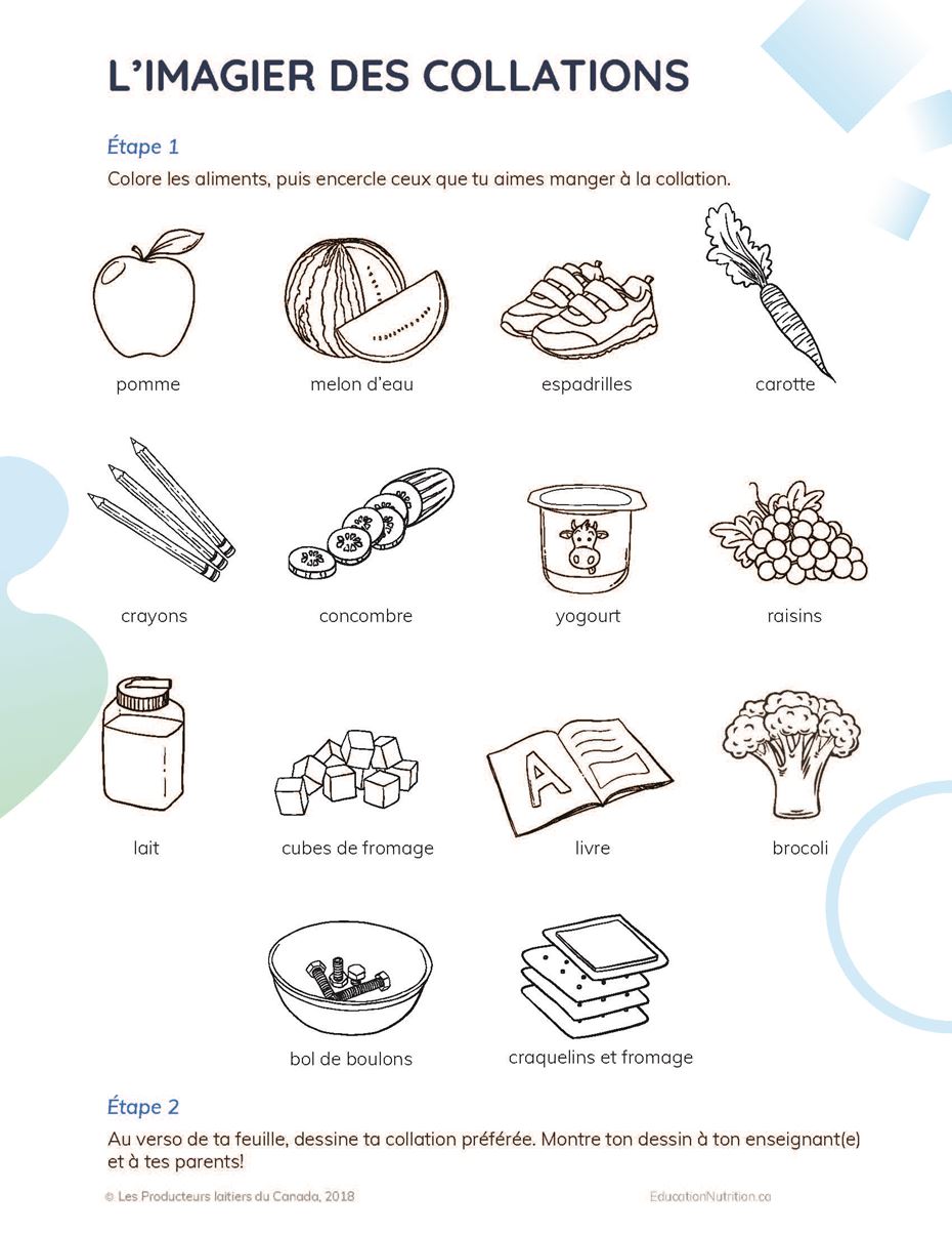 Activité éclair : L’imagier des collations